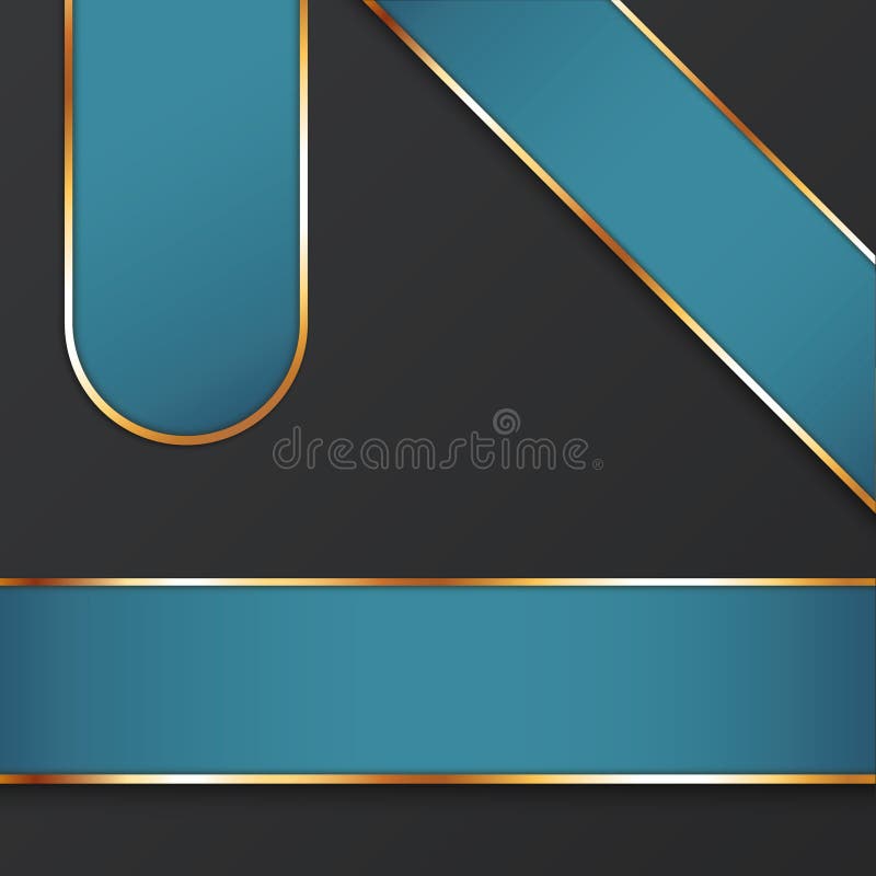 Vector Illustration of Blue Corner Ribbon Banner with Gold Colored ...