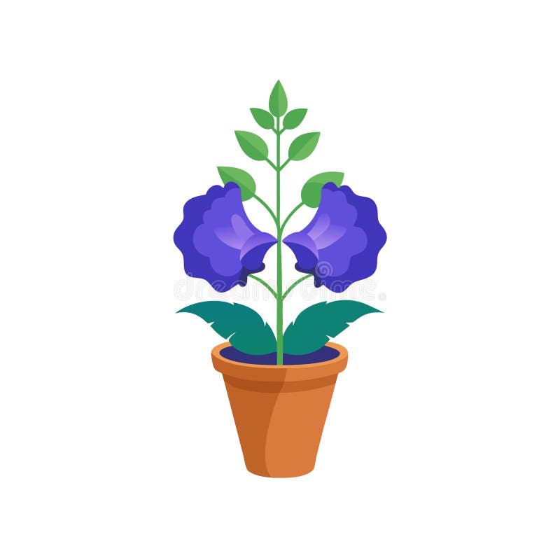 Potted Blue Flower Vector Illustration Flat Design Stock Illustration ...