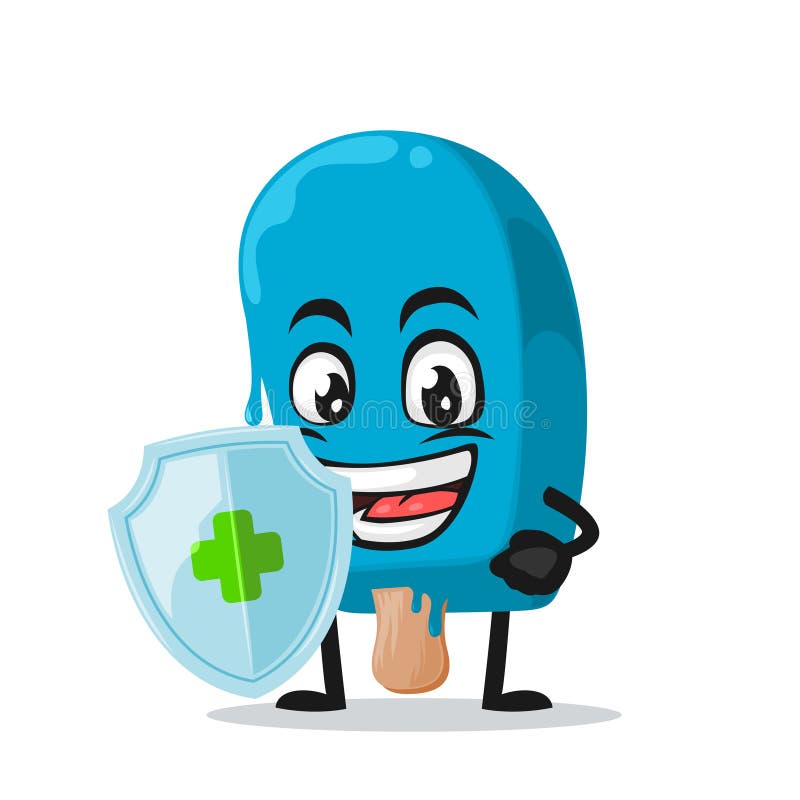 Vector Illustration Blue Ice Cream on Stick Mascot or Character Stock ...