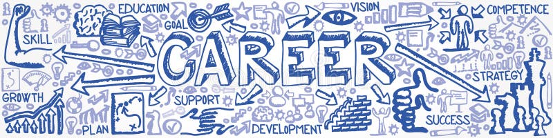 Vector Illustration of Blue Icons with Career Concept Stock Vector ...