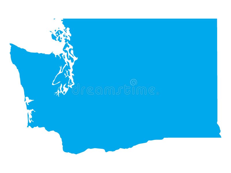 Blue Map of US State of Washington Stock Vector - Illustration of ...