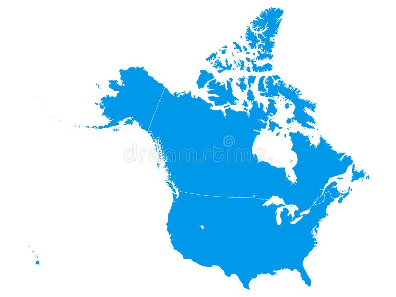 Blue Map of USA and Canada stock vector. Illustration of black - 167506152