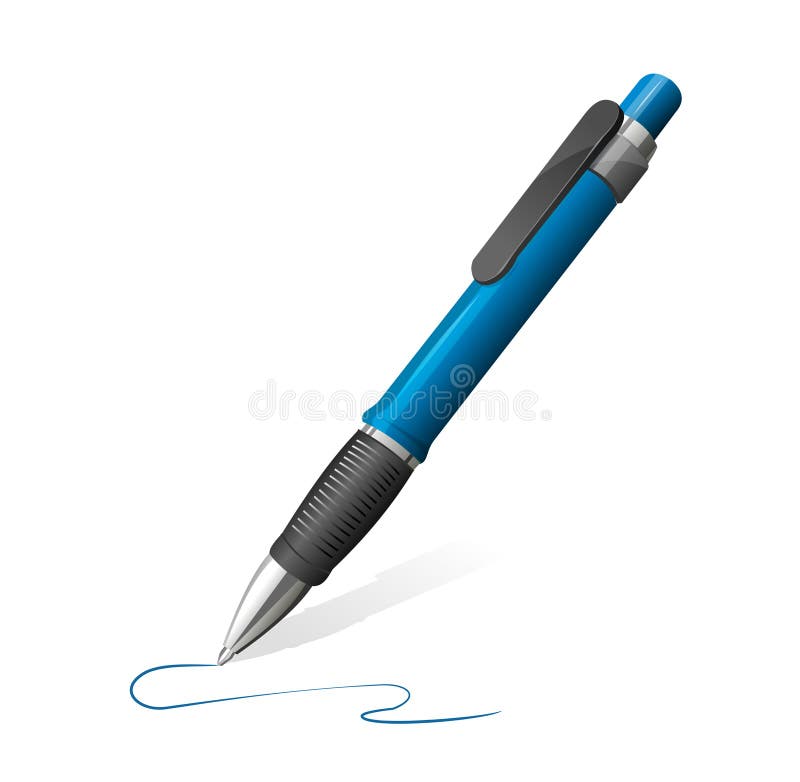 Vector Illustration of Blue Pen Stock Vector - Illustration of metal ...