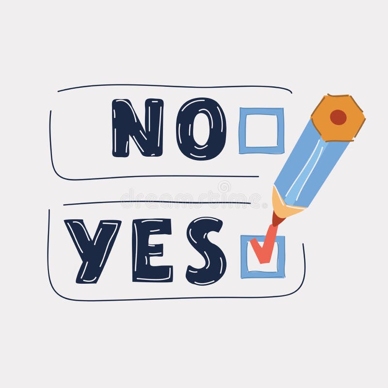 Vector Illustration of Blue Pencil Checking Voting Form. Stock Vector ...