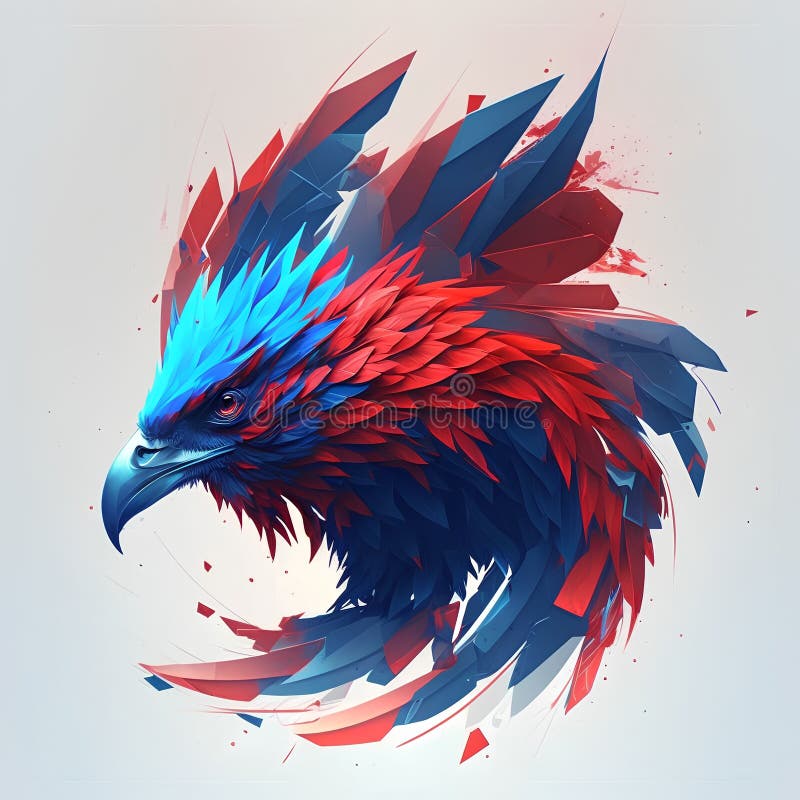Vector Illustration of a Blue and Red Bird with a Lot of Splashes Stock ...