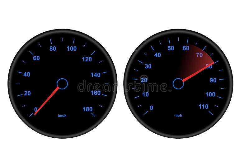 Vector Illustration of a Blue Speedometer on a Black Background Stock ...