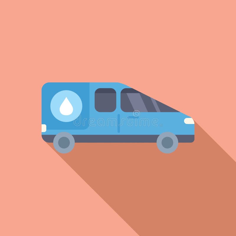 Flat Design Blue Water Delivery Van Icon Stock Vector - Illustration of ...