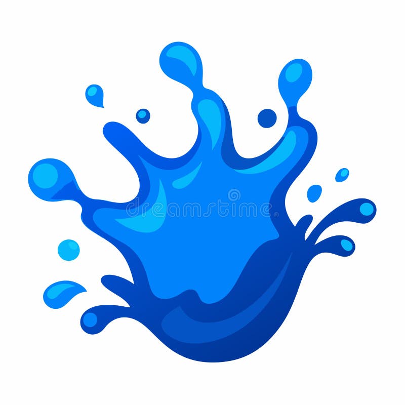 Blue Water Splash Vector Illustration Isolated on White Stock Vector ...