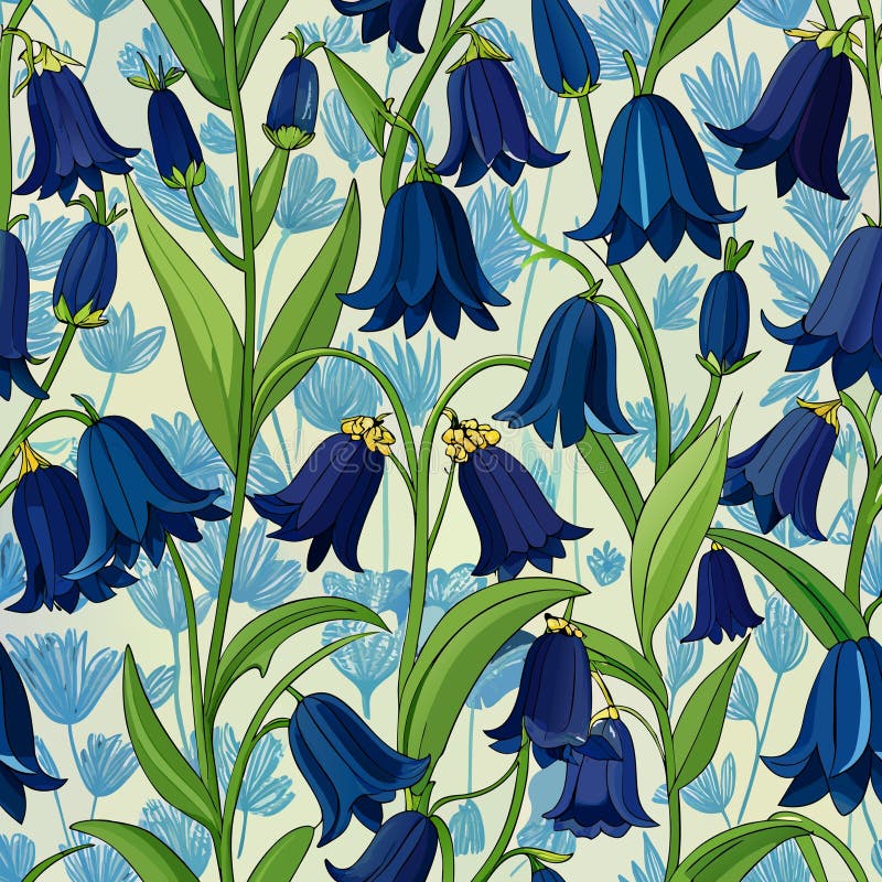Blooming Bluebells: a Seamless Floral Pattern. Ai Image Generated ...