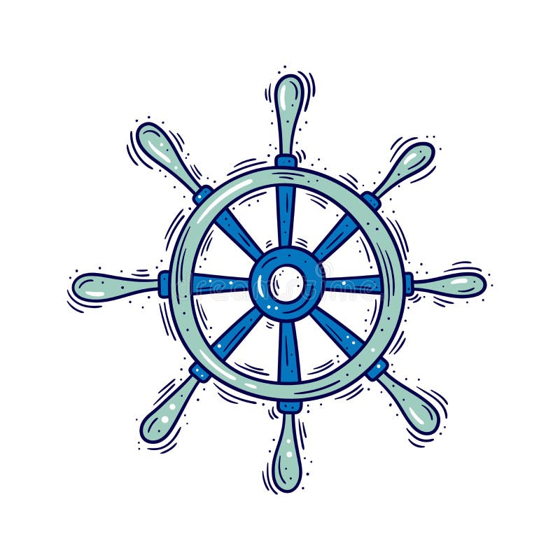 Vector Illustration of a Boat Handwheel, Hand Drawn Doodle Icon ...