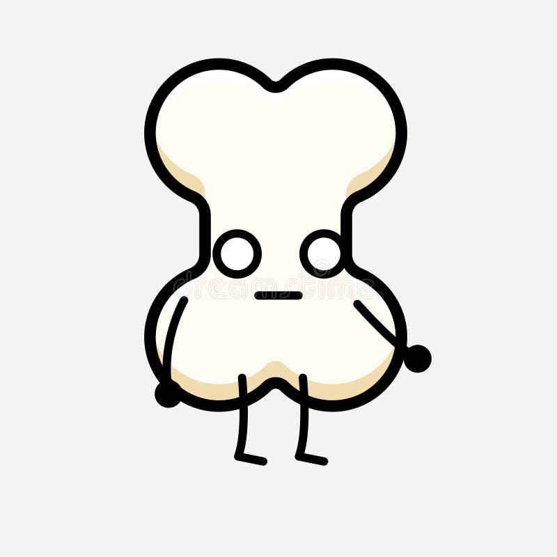 Vector Illustration of Bone Character with Cute Face and Simple Body ...