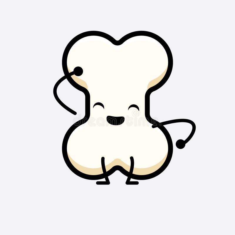 Vector Illustration of Bone Character with Cute Face and Simple Body ...