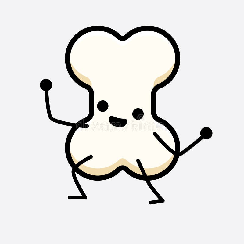 Vector Illustration of Bone Character with Cute Face and Simple Body ...