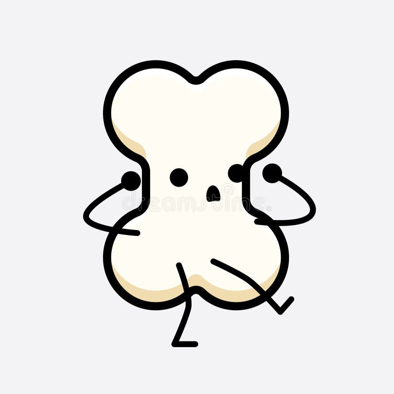 Vector Illustration of Bone Character with Cute Face and Simple Body ...