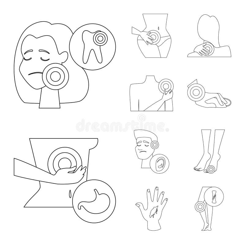 Vector Design of Bone and Inflammation Logo. Set of Bone and Wound ...