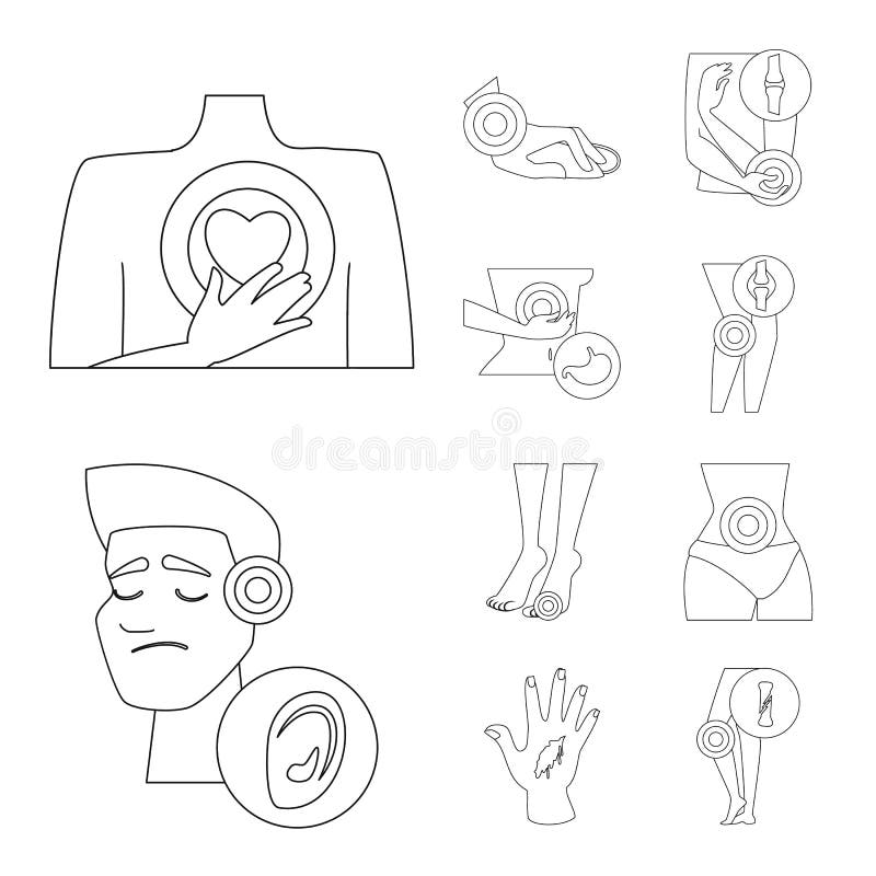 Vector Illustration of Bone and Inflammation Symbol. Collection of Bone ...