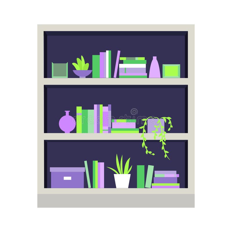Vector Illustration. Bookcase Stock Vector - Illustration of furniture ...