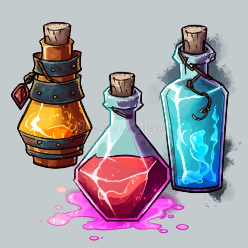Vector Illustration Bottles with Magic Potions Stock Vector ...