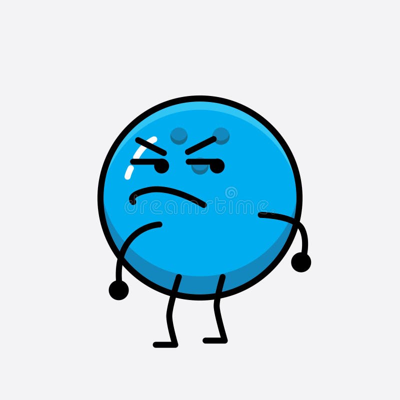 Vector Illustration of Bowling Ball Character with Cute Face and Simple ...