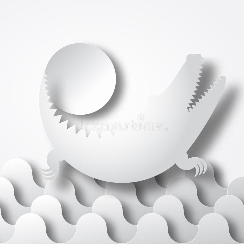Vector Illustration Box of Shadow Crocodile Plays with the Sun in Water ...