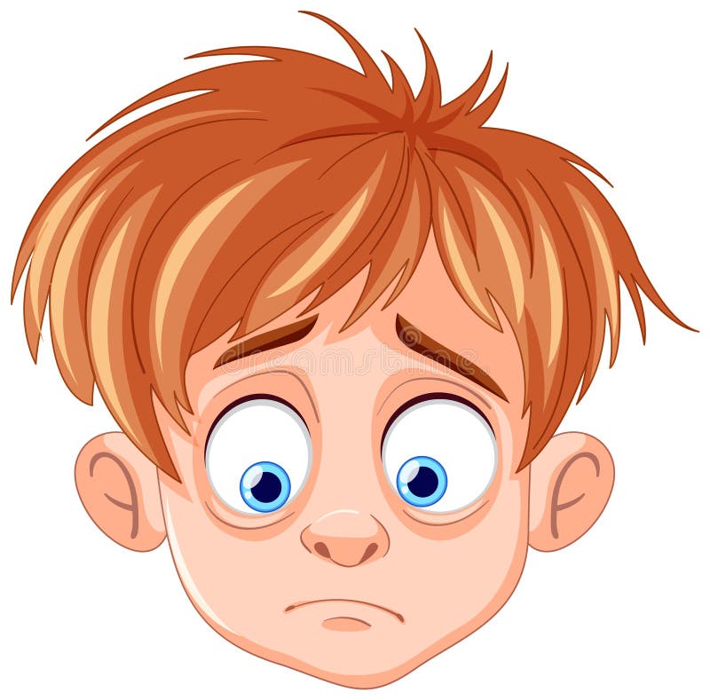 A Boy with a Concerned Expression Stock Vector - Illustration of fear ...