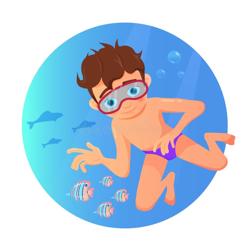 Vector Illustration of Boy Diving in the Ocean Stock Vector ...