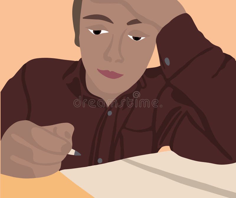 Boy Doing Homework Drawing Stock Illustrations – 164 Boy Doing Homework ...
