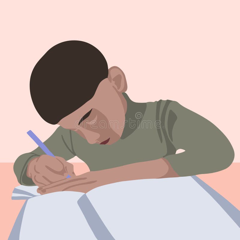 Boy Doing Homework Drawing Stock Illustrations – 166 Boy Doing Homework ...