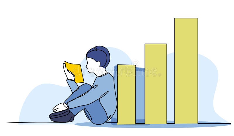 Vector Illustration of Boy Reading a Book Increasing Knowledge Stock ...