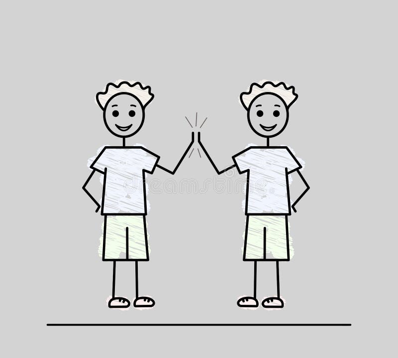 Simple Vector Illustration of Boys High-fiving Each Other Stock Vector ...