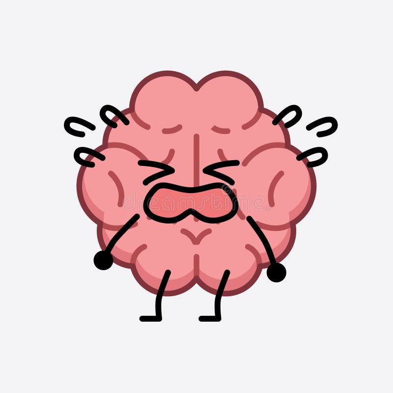 Vector Illustration of Brain Character with Cute Face and Simple Body ...