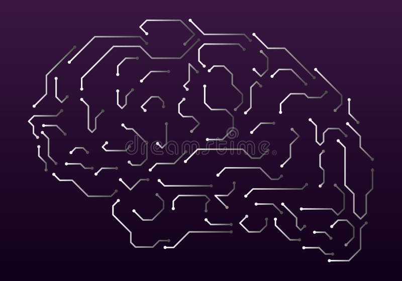 Vector Illustration of a Brain in the Form of a Computer Microcircuit ...
