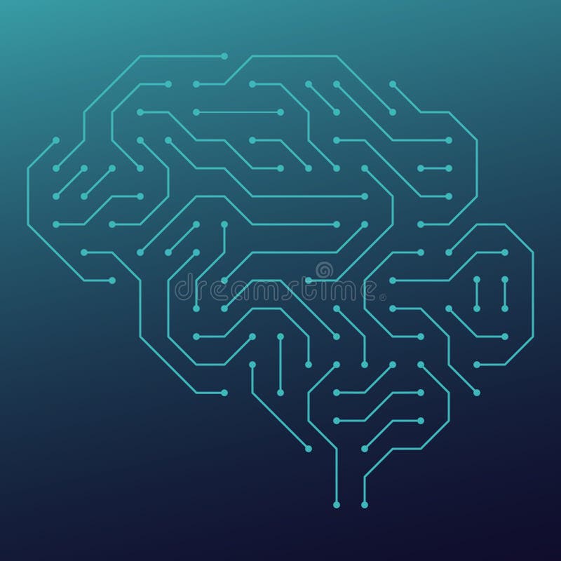Vector Illustration of a Brain in the Form of a Computer Microcircuit ...