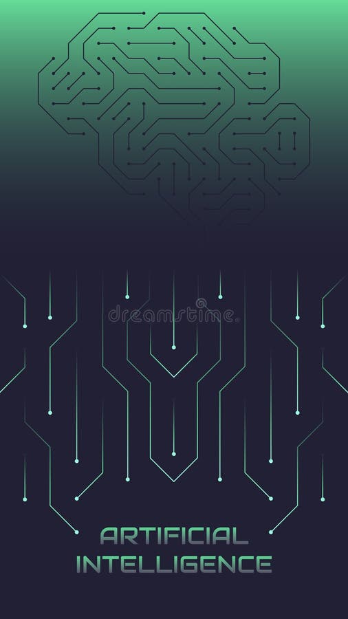 Vector Illustration of a Brain in the Form of a Computer Microcircuit ...