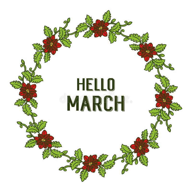 Vector Illustration Branches Flower Frame for Design Hello March Stock ...