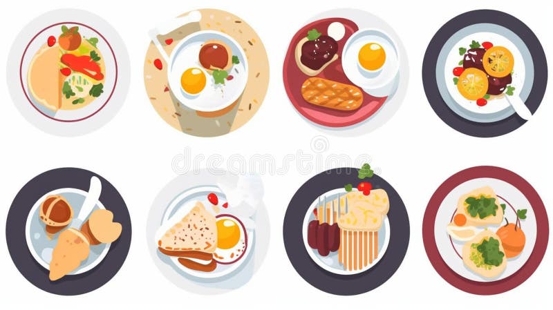 Vector Illustration of Breakfast, Lunch and Dinner Menu Set Stock ...