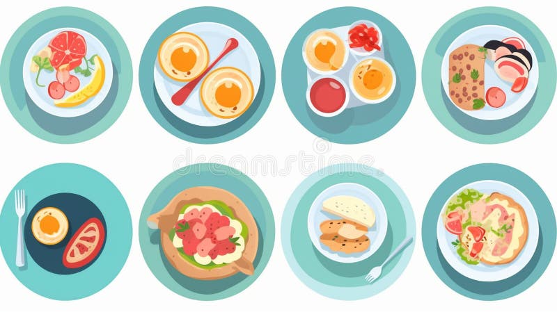 Vector Illustration of Breakfast, Lunch and Dinner Menu Set Stock ...
