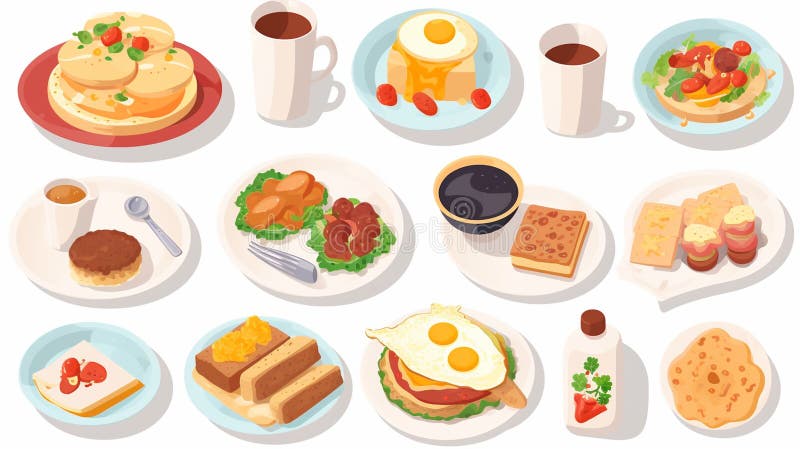 Vector Illustration of Breakfast, Lunch and Dinner Menu Set Stock ...