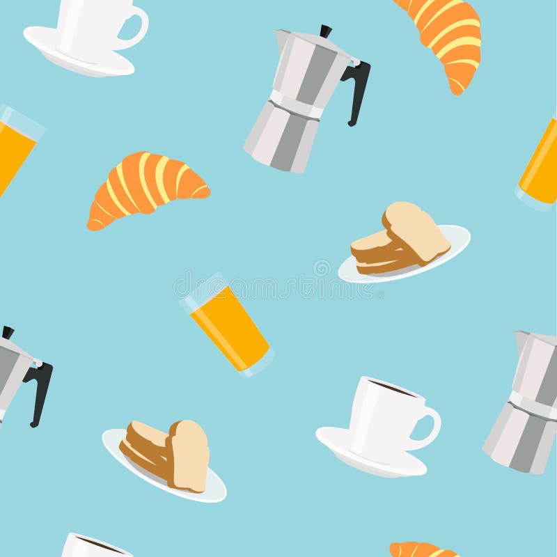 Vector Illustration Breakfast Themed Seamless Pattern Background Stock ...