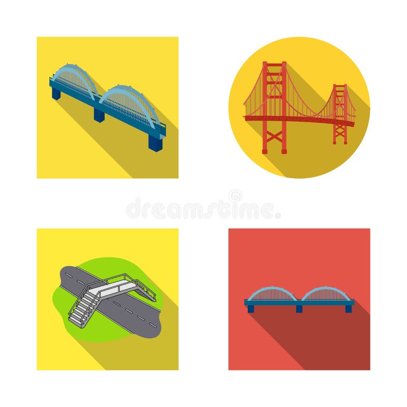 Vector Illustration of Bridge and Construction Symbol. Set of Bridge ...