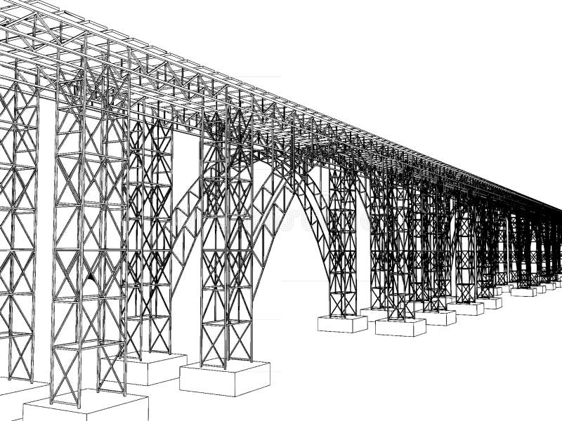 Vector Illustration of a Bridge with Metro Stock Vector - Illustration ...