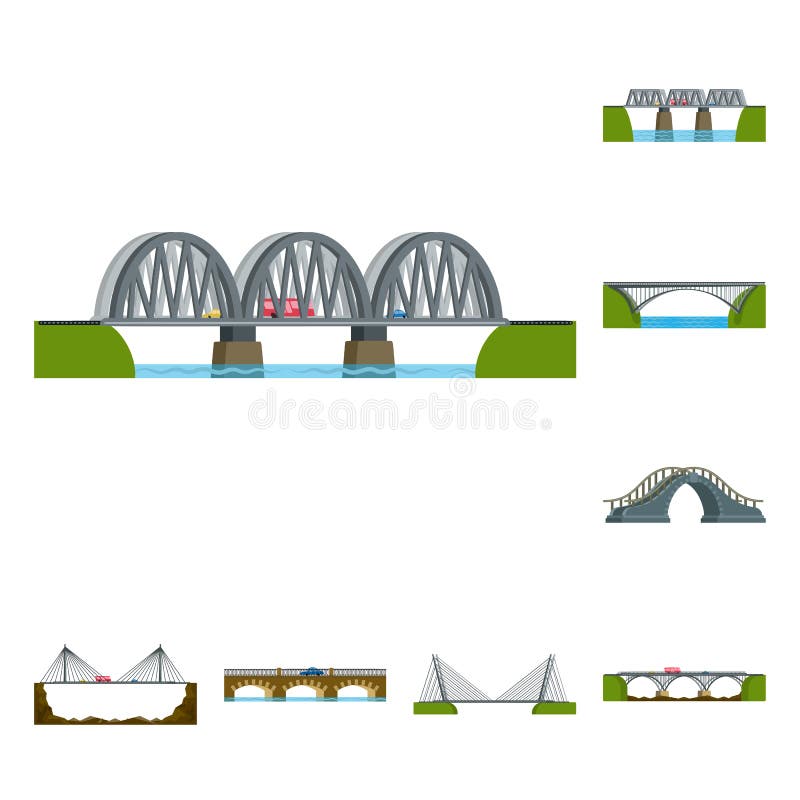 Vector Illustration of Bridgework and Bridge Symbol. Set of Bridgework ...