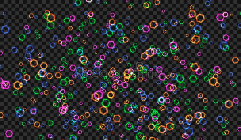 Vector Illustration. Bright Glowing Particles of Different Colors on a ...