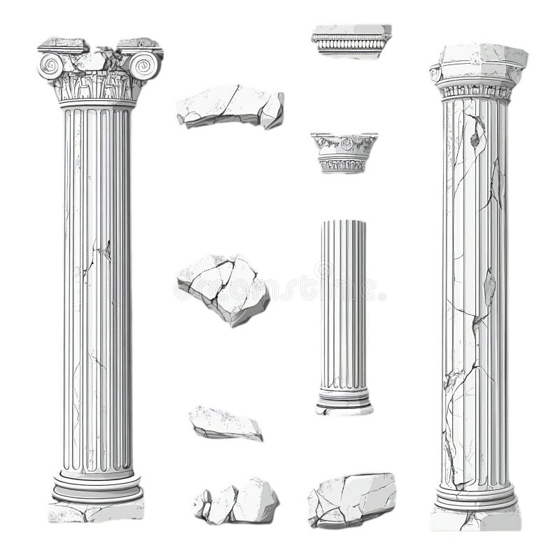 Ancient Greek Columns Broken Pillars Architectural Design Art Old Ruin ...