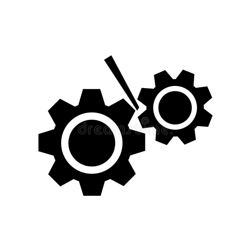 Broken Gears Icon Sign Symbol Isolated on White Background Stock Vector ...