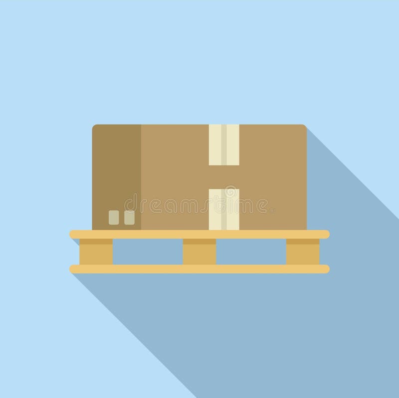 Flat Design Cardboard Box on Wooden Pallet Icon Stock Illustration - Illustration of shadow ...