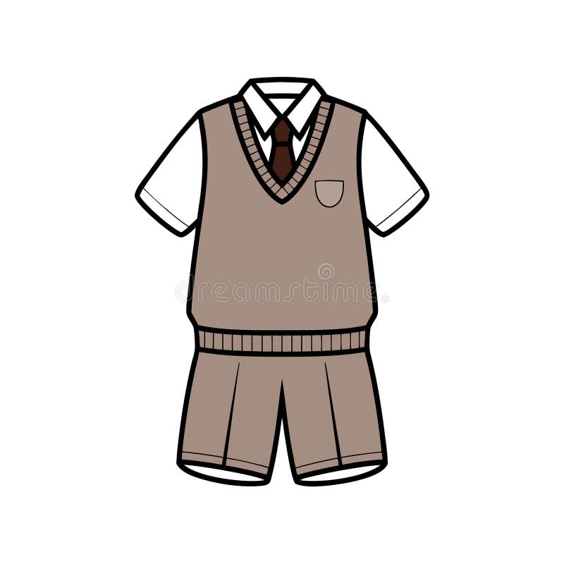 Vector Illustration Brown School Uniform with Vest and Tie for ...