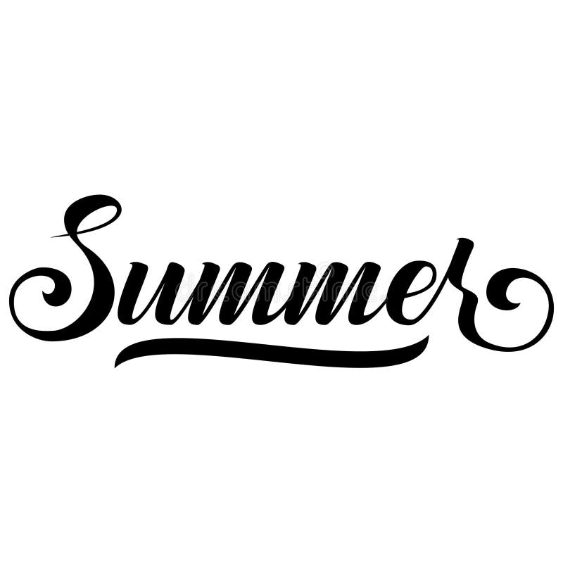 Vector Illustration: Brush Lettering Word of Summer Isolated on White ...