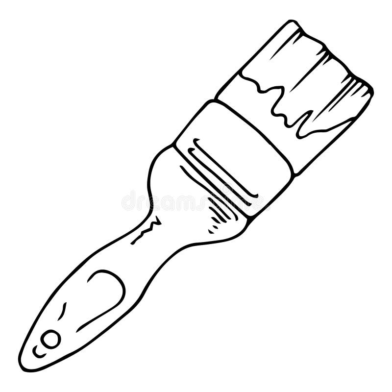 Vector Illustration of a Brush in Paint. Hand Drawn Brush Stock ...