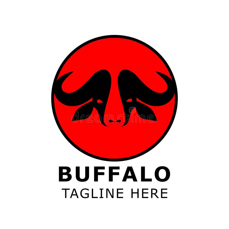 Vector Illustration of Buffalo Head in Flat Style Isolated on Red Stock ...